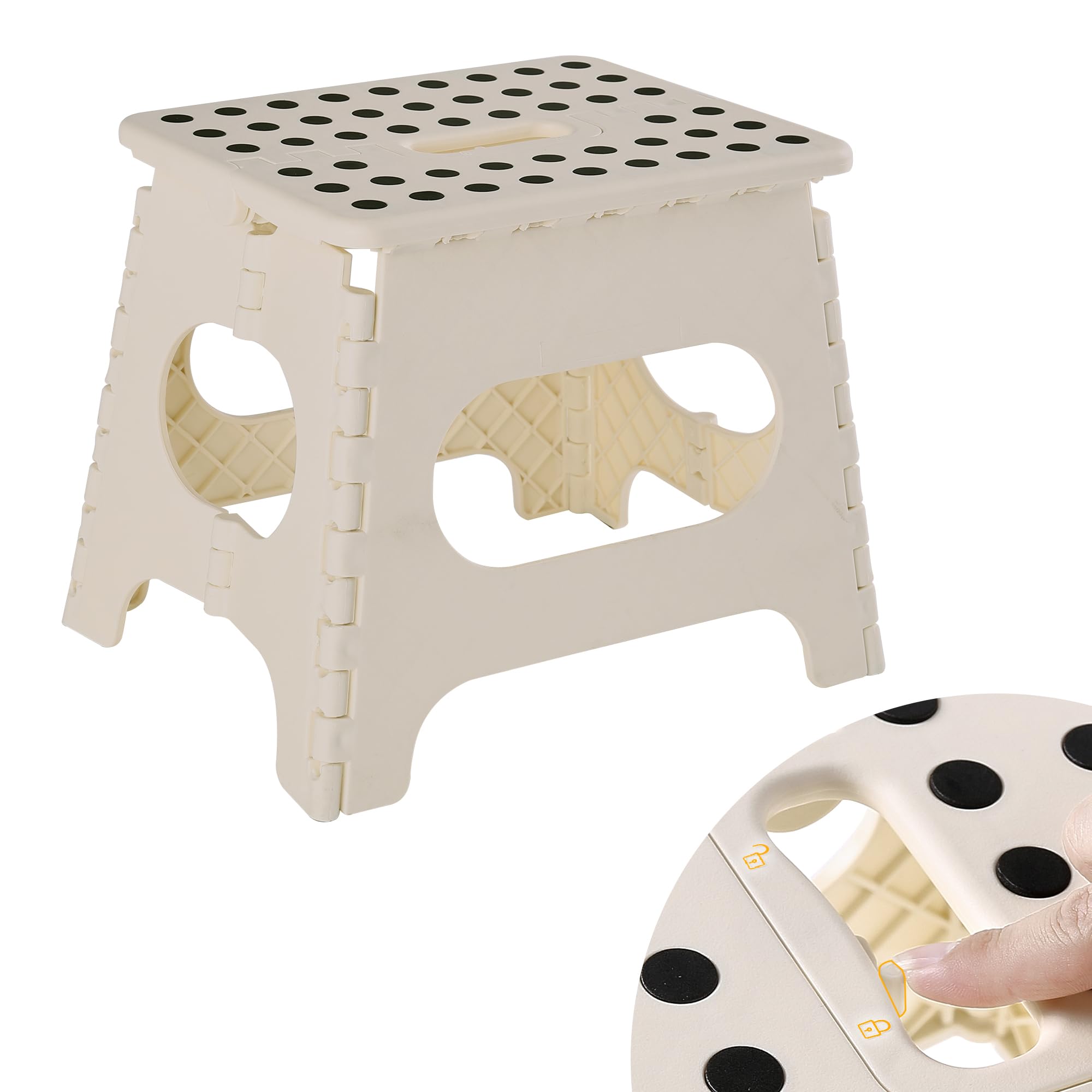 商品情報商品の説明VECELO 踏み台 折りたたみ椅子 ステップ 材質：[本体] ポリプロピレン、[滑り止め] 合成ゴム。 サイズ： [使用時] (約)幅33x奥行26x高さ27cm [収納時] 幅33x奥4x高27cm カラー：ブラック、...