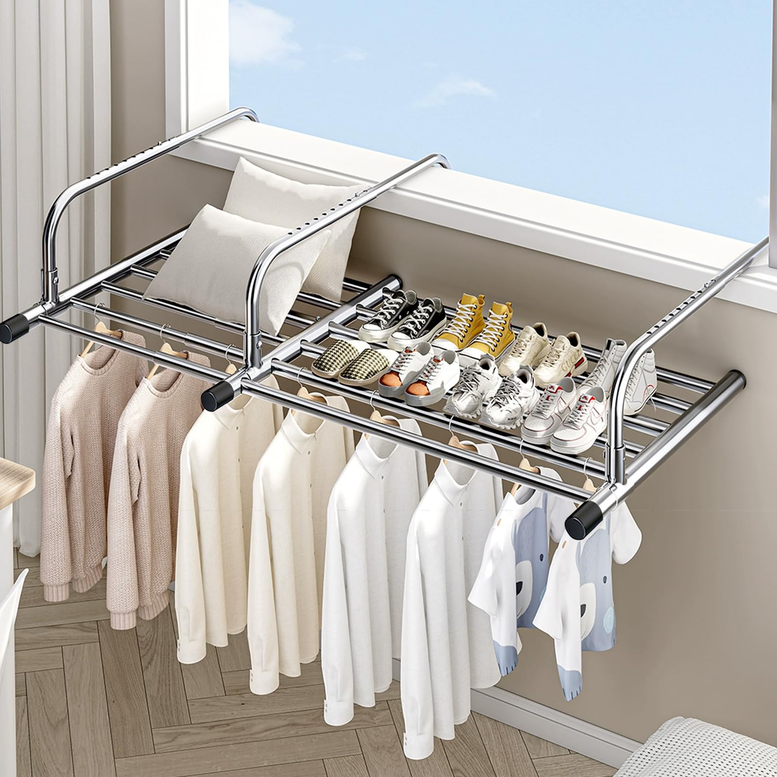 商品情報商品の説明主な仕様 【革命的な多機能物干し台！掛け干しも平干しも自由自在！】洗濯物の量や設置スペースに合わせて、78cm-140cmまで自由に伸縮可能！ 6本の通気性抜群パイプが、たっぷりの干しスペースを確保。洗濯物が多くても、大家...