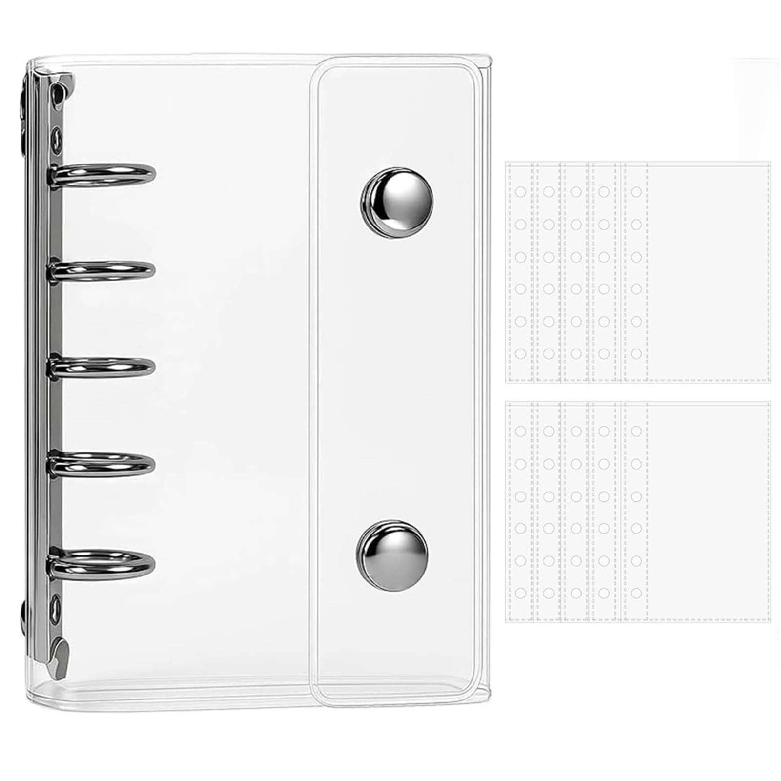 商品情報商品の説明主な仕様 【セット内容】M5透明シール帳*1冊（サイズ:縦12.6x横9.5x厚さ2.5cm、展開サイズ：縦12.6x横25.5cm）、10枚透明リフィル（サイズ縦10.5x横7.5cm）。【M5透明シール帳】M5サイズの...