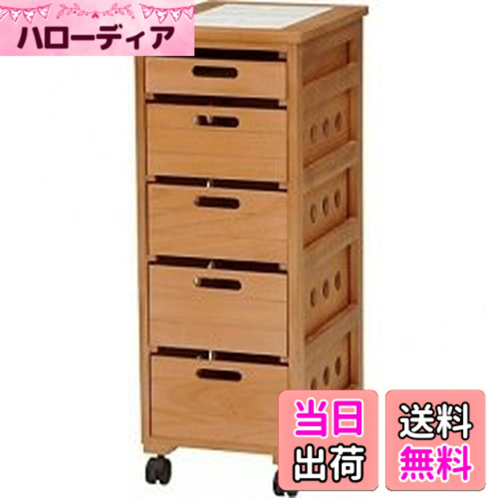 商品情報商品の説明キャスター付きでラクラク!通気性のよい木製で野菜ストッカーにピッタリ。タイル天板は熱い鍋などを置くのにも便利。主な仕様 【本体サイズ】：(約)幅30x奥行40x高さ79cmbr【天板タイルと通気性抜群のデザイン】：天板には...