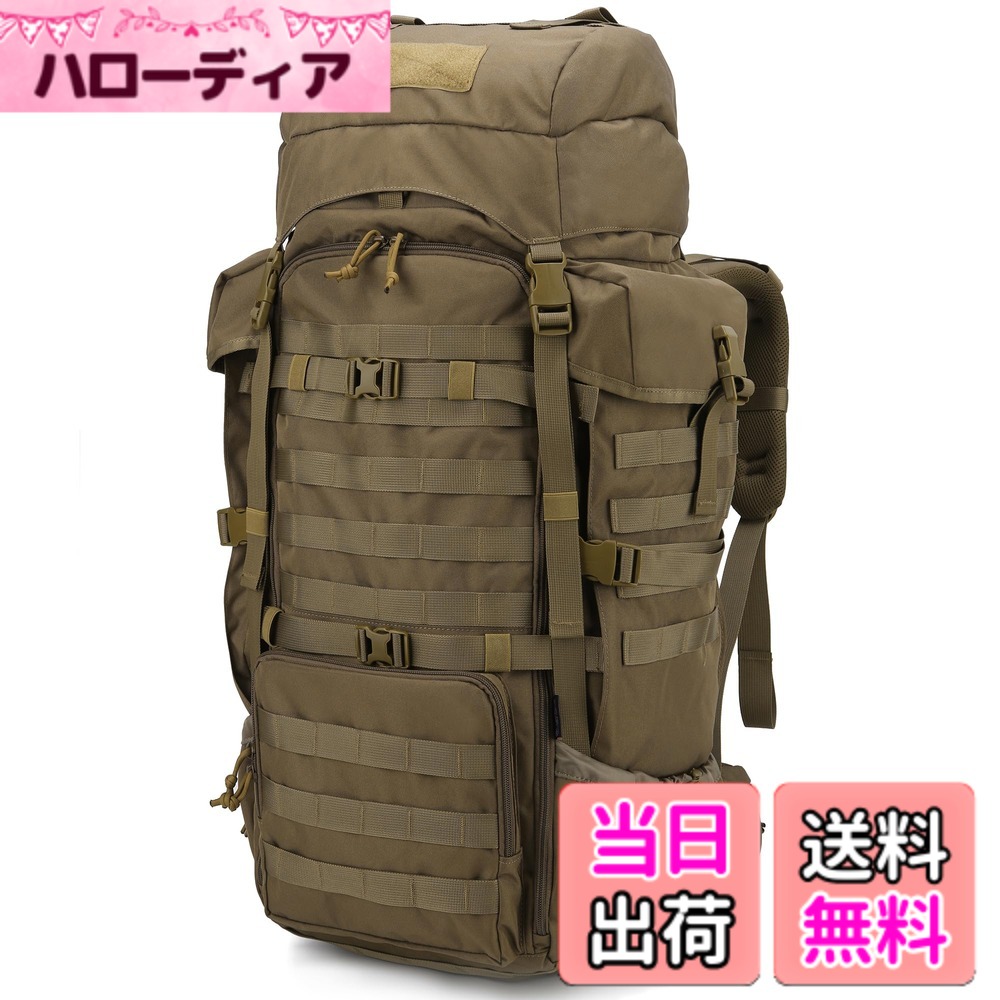 商品情報商品の説明主な仕様 【仕様】容量：70リットル。L30xW22xH84cm、600D防水ポリエステル製ミリタリーバッグ。YKKジッパー。【大容量 & クイックアクセス】このキャンプリュックサックは、大きなアイテムとして開くメインコン...