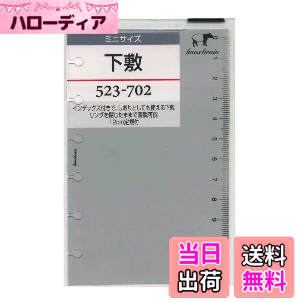 商品情報商品の説明インデックス付きで、しおりとしても使える下敷きです。定規目盛付き（12cm）。6穴。。。※パッケージデザインに変更がございました。複数点同じ商品をお買い上げいただいた場合、仕様変更前・後の商品が混在する可能性がございます。...