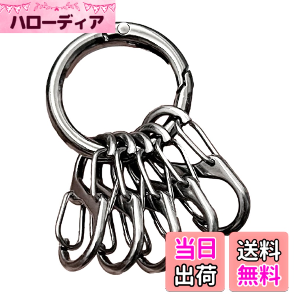商品情報商品の説明主な仕様 S字カラビナが5個ついたキーリングです。リングとカラビナはバネ式でワンタッチで取り付け・取り外しができ便利です。丈夫な亜鉛合金を使用しているのでサビや変形しづらく耐久性に優れています。【仕様】サイズ：キーリング直...