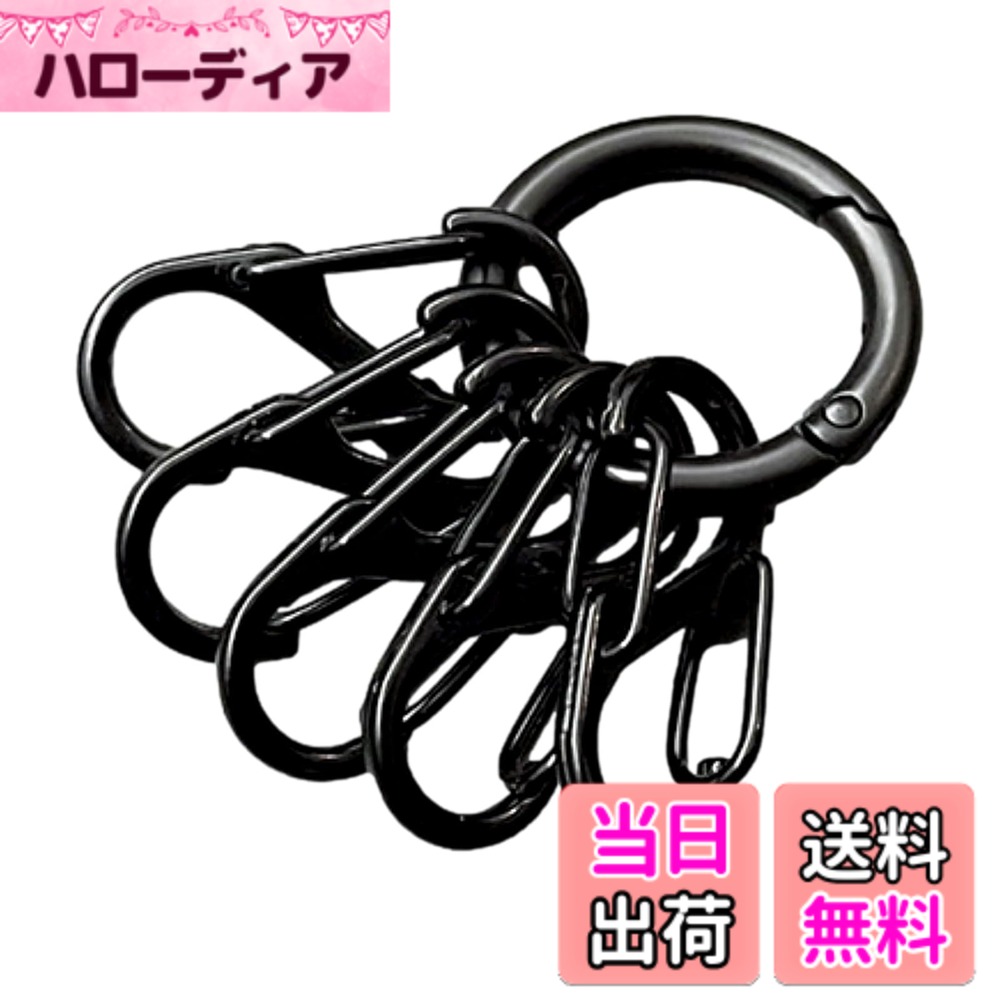 商品情報商品の説明主な仕様 S字カラビナが5個ついたキーリングです。リングとカラビナはバネ式でワンタッチで取り付け・取り外しができ便利です。丈夫な亜鉛合金を使用しているのでサビや変形しづらく耐久性に優れています。【仕様】サイズ：キーリング直...