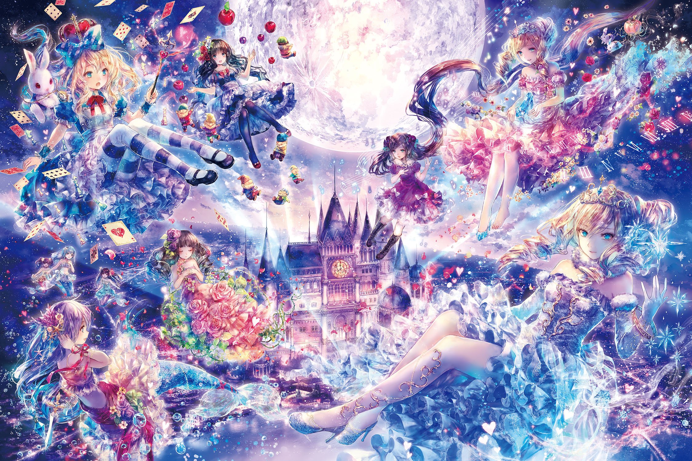 商品情報商品の説明商品紹介 おとぎ話のプリンセスたち。いばら姫は夜空に美しい花びらを広げ、 雪の女王の氷の結晶でお城はキラキラ輝きます。白雪姫は7人の小人を つれて、人魚姫も姉達と一緒に輝くお城へ向かいます。チェスの女王と なったアリスは、...