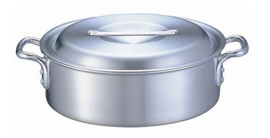 商品サイズ：内径×深さ/180x65mm、満水容量/1.5リットル、板厚/2.6mmプロ用器物として、素材から吟味し開発しました。 ・JIS3000系アルミ合金使用 ・きめ細やかな表面仕上げ ・持ちやすいハンドル