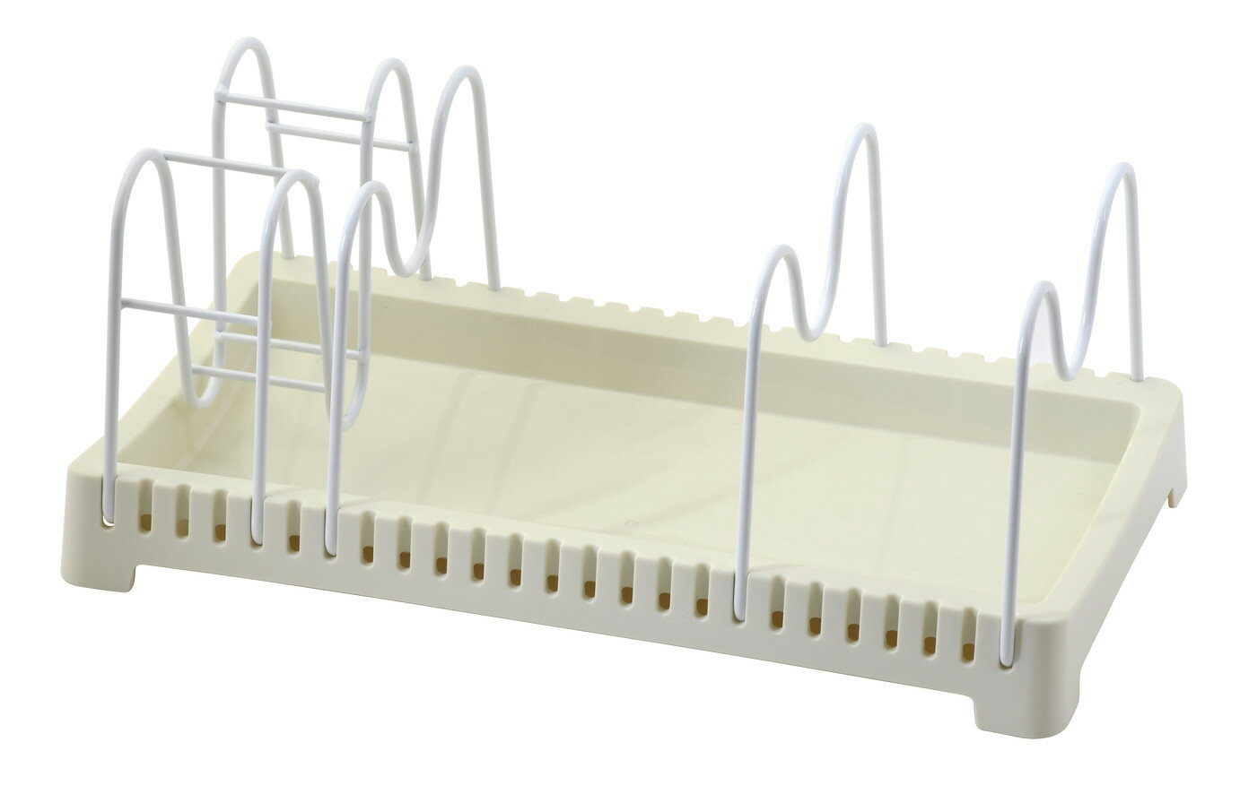 フライパンや鍋のセットをスッキリ収納できる引き出し用収納ラックです。 引き出し内のレイアウトに合わせて、縦置き・横置きどちらでも設置が可能です。 上からも横からも取り出しやすい設計になっています。 外したハンドルを立てて収納するスペースが付...