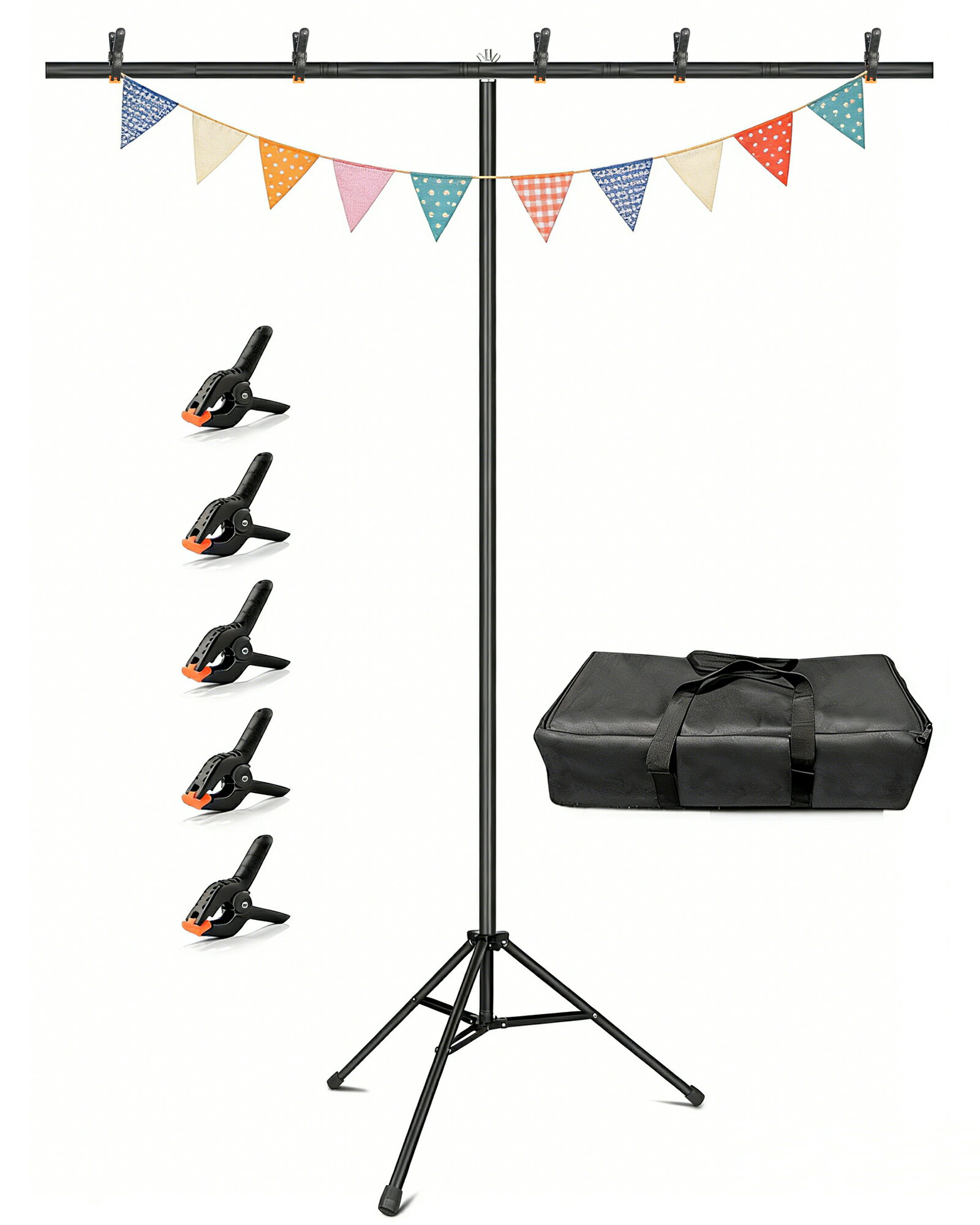 商品情報メーカー名Hemmotop型番1521TD商品名T字型 背景スタンド付属品クロスバーx4三脚の延長ポール×4三脚サポート×1スタンド収納袋x1強力クリップx5取扱説明書1サイズT字型背景スタンド：横150cm、高さ最大210cm商品...