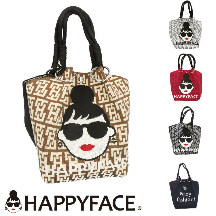 ラクジュアリーな世界に囲まれて暮らしたい… 毎日を笑顔でエンジョイファッション！ 自分や友達へのスマイルグッズ Cute、Fancy、Sweetie 「HAPPY FACE」の 大ヒット新作「ピコニット」モノグラム　スクエアトートバッグ コ...