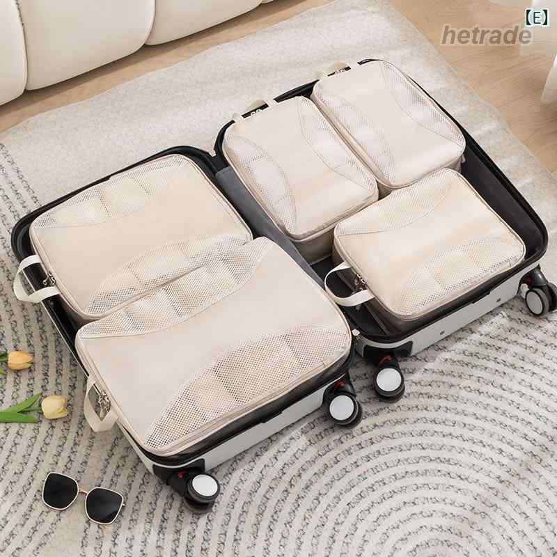 ・スタイル: シンプルモダン・カテゴリ: トラベルオーガナイザー・用途: 旅行用品収納・柄: 格子・素材: PP・機能: 圧縮・カラー展開: ベージュ、グレー、ブラック・サイズ展開: 特大、大、中、小・セット内容: 5点セット、6点セット、...