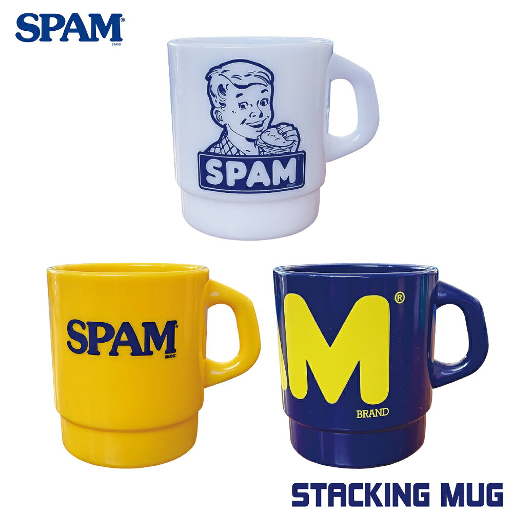 【SPAM スタッキングマグ】 割れにくい肉厚のプラスチックマグ。 もちろんアウトドアでもご使用いただけます。 サイズ 高さ92mm×直径82mm 素材 プラスチック 備考 耐熱温度：70度 WHITE, YELLOWは両面同じデザイン 注...