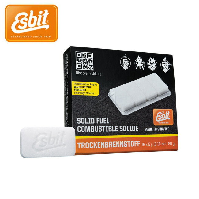 メーカー希望小売価格はメーカーカタログに基づいて掲載していますSpec ブランド名 Esbit エスビット 商品名 固形燃料5g×16 メーカー型番 ES00101600 サイズ カラー 詳細 &nbsp; 固形燃料5gは16タブレット入り...