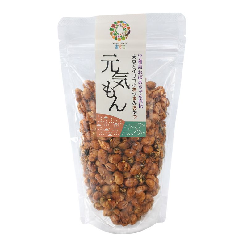 【商品説明】 宇和島おばあちゃん直伝、固くない大豆といりこのおつまみおやつです。 固い豆菓子は沢山ありますが「元気もん」は固くない。 地元大豆農家のおばあちゃんから受け継いだ味。 宇和島産大豆、愛媛県産かえりちりめんを使用しています。 健康...