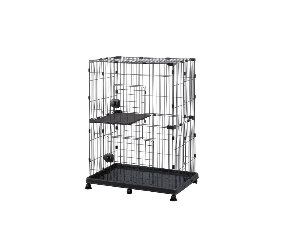 【商品説明】 猫ちゃんの快適空間！ペットケージ2段タイプです。 人気のペットケージが、新デザイン3カラーにリニューアル！ 棚板は木目調、線材はマット塗装。お部屋に馴染むデザインです。 耐荷重約8kgの棚板は高いところが好きな猫ちゃんのお気に...