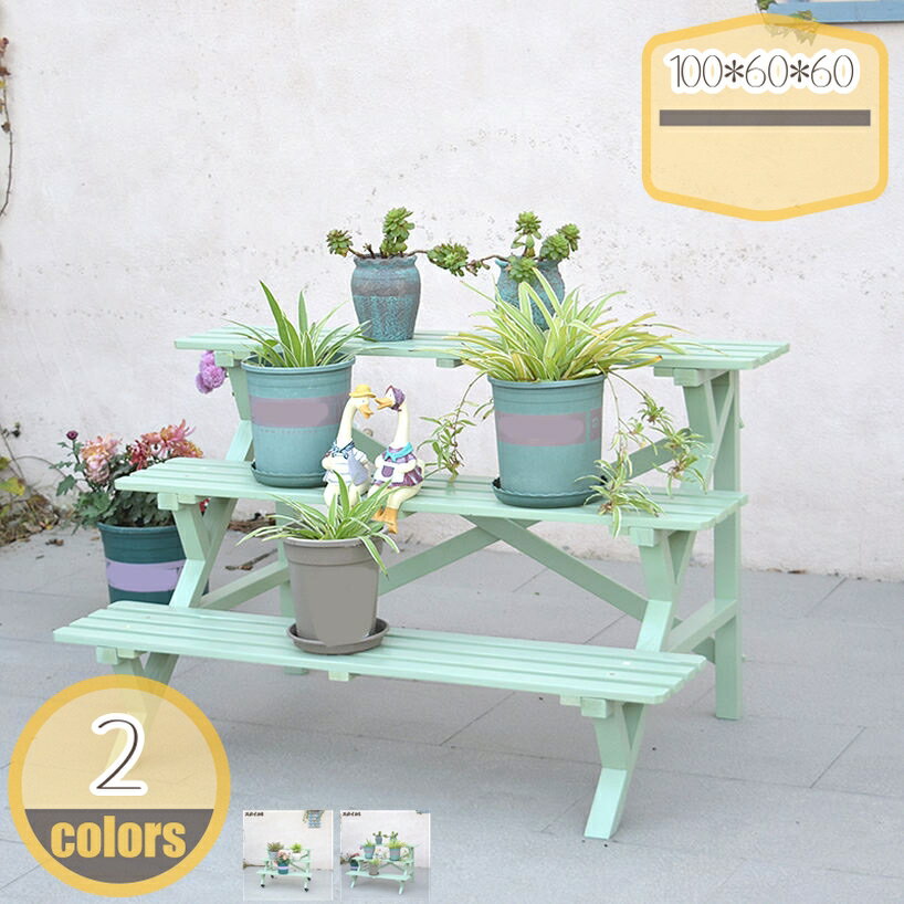 メイン素材：プラスチック【ガーデンフレーム】サイス(約)：幅100*奥行60*高さ60cm【天然木を使用】環境に優しい水性塗料を使用しています。【三層フラワースタンド】三層設計を採用するこのフラワースタンドは複数の植木鉢を配置することができ...