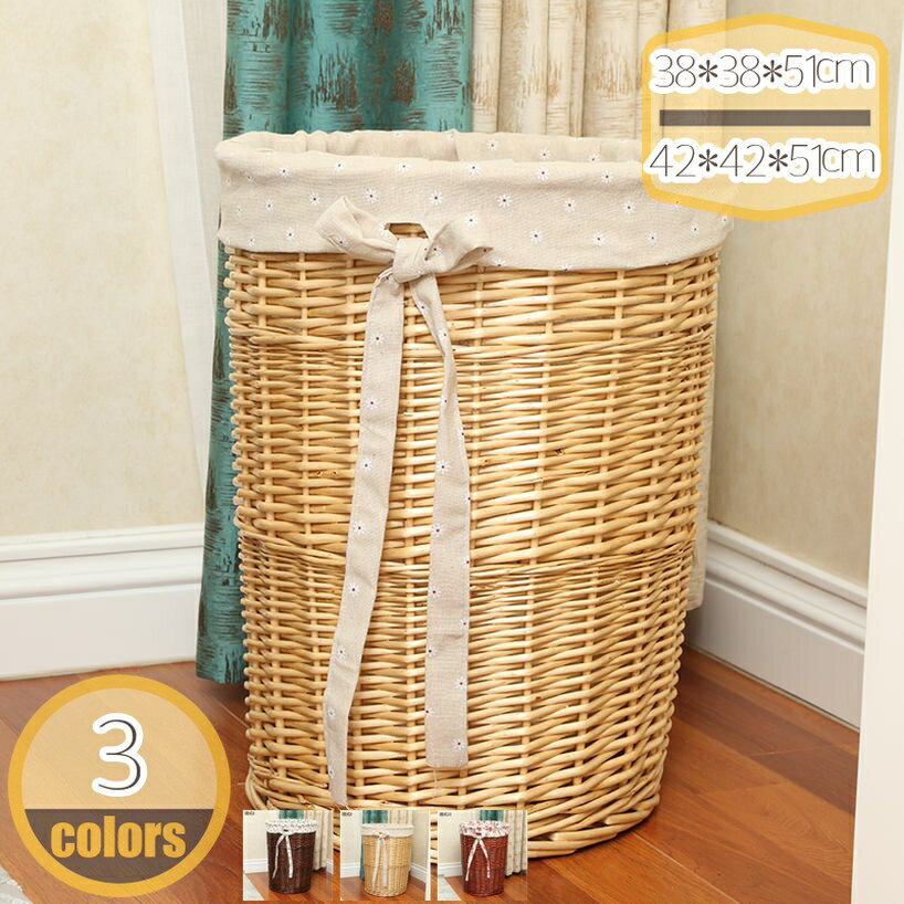 メイン素材：つる■商品サイズ：横幅38×奥行き38×高さ51cm「1個入り」。 横幅42×奥行き42×高さ51cm「1個入り」。【日本風雰囲気】ラタンで作ったかごは、素材本来の色がナチュラル雰囲気を引き出します。シンプルなデザイン、丁寧な織...