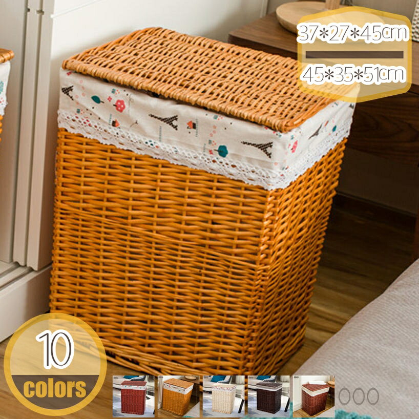 メイン素材：つる■商品サイズ：横幅37×奥行き27×高さ45cm「1個入り」。 横幅45×奥行き35×高さ51cm「1個入り」。 【日本風雰囲気】ラタンで作ったかごは、素材本来の色がナチュラル雰囲気を引き出します。シンプルなデザイン、丁寧な...