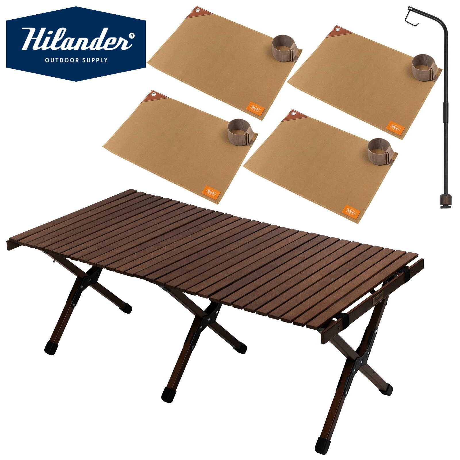 仕様／規格【セット内容】●ウッドロールトップテーブルEX120×1点●ウッドロールトップテーブル用　ランタンスタンド×1点●ランチョンマット×4点ウッドロールトップテーブルEX120●素材：ブナ（本体、脚フレーム）、スチール（金具）、600...