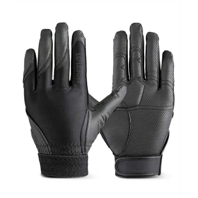 ■カラー：ブラック ■サイズ：M、L ■素材：合成皮革、ポリエステル ■原産国：インドネシア ■特長： リニューアル。 ヒラ側表裏両面、指甲側にもすべらない素材を採用し、グラブに吸いつくフィーリングを実現。(パッド入り) ・左手用 ・高校野...