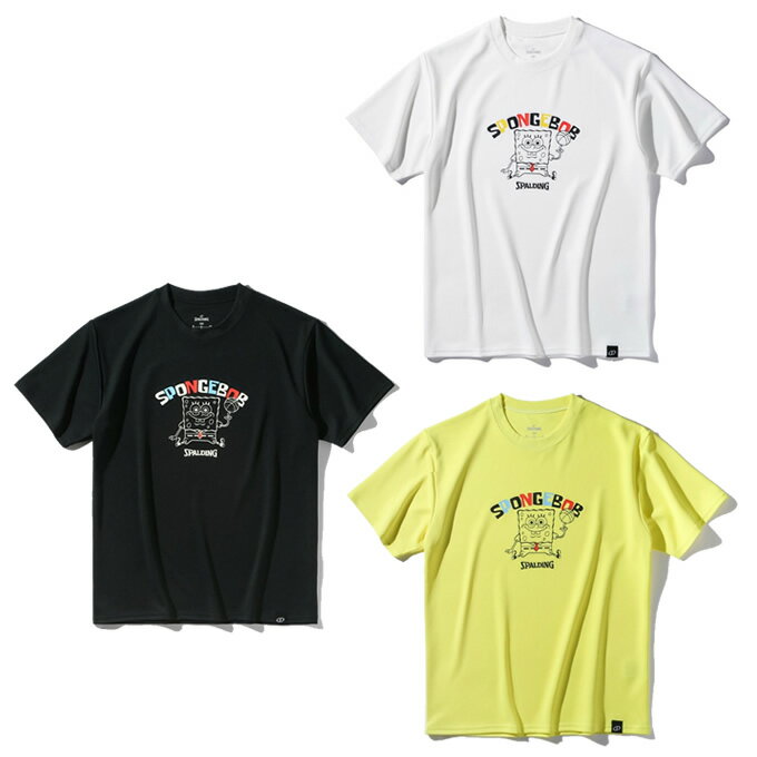 バスケットボールをハンドリングするスポンジ・ボブのパペットのプリントTシャツ ■カラー：ブラック、ホワイト、ムーンライト ■サイズ(cm)： 140 ( 身幅/84、着(身)丈/57、肩幅/39、袖丈/17 ) 150 ( 身幅/90、着(...