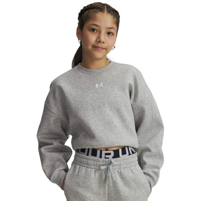 柔らかな起毛素材が暖かさと快適さを提供する、吸汗速乾性を高めたUA独自のコットンフリース ■カラー：011 ( Mod Gray Light Heather/White ) ■サイズ：140、150、160 ■素材：コットン80%、ポリエス...