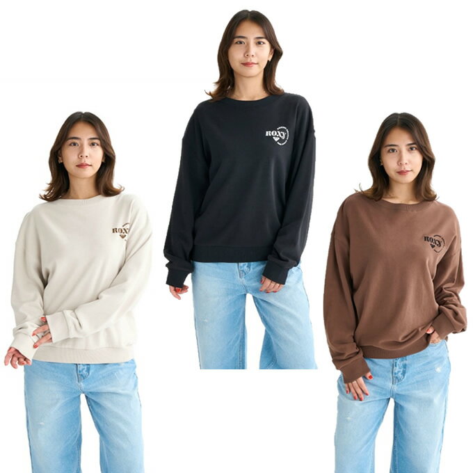 もっちりとした質感の裏毛素材を使ったクルーネックトップス。ドロップショルダーでゆったりとしたシルエットです。ショルダーの切り替え部分と襟元は同色の表ぶりステッチで仕上げました。左胸にはフロッキープリントでROXYロゴのグラフィックを、バック...