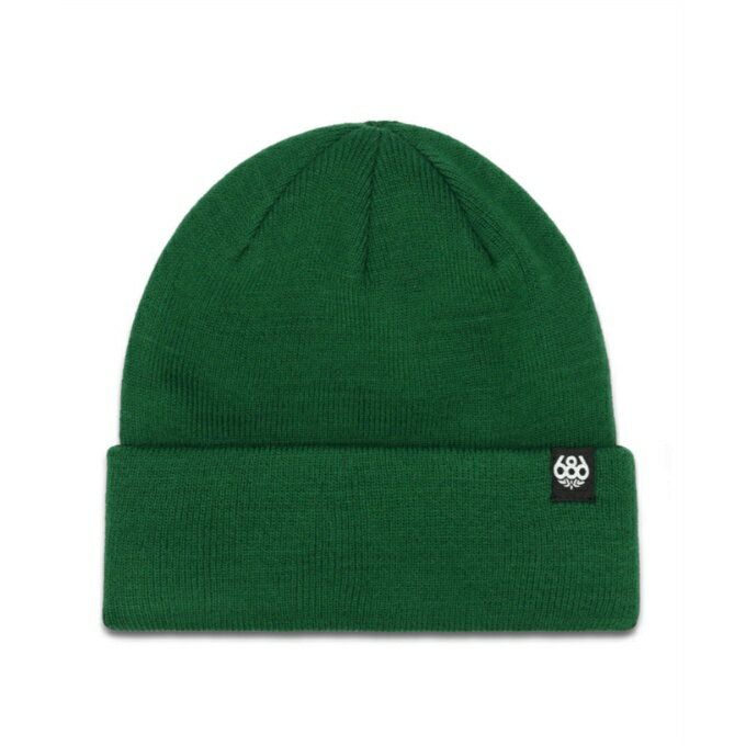 ■カラー：EMLD(EMERALD GREEN) ■サイズ：O／S ■素材： ・アクリルニット100% ・フロント織りクランプラベル ・リブ編みカフビーニー 検索ワード：ニットキャップ ビーニー