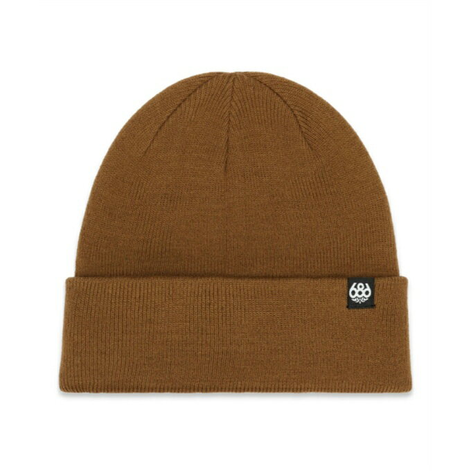 ■カラー：CRML(CARAMEL) ■サイズ：O／S ■素材： ・アクリルニット100% ・フロント織りクランプラベル ・リブ編みカフビーニー 検索ワード：ニットキャップ ビーニー