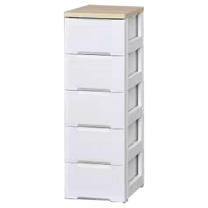 リビングの収納にピッタリの木天板付きチェストです。上下どちらからも引き出せる誰にでも使いやすいデザインです。引出しには開閉がスムーズな金属レールを使用しています。衣類を湿気から守る設計で一年中快適です。 ■カラー：ホワイト/ペアー ■サイズ...