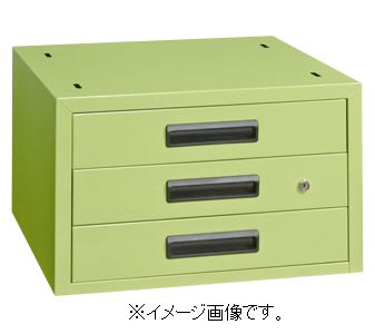 ●今お使いの作業台に後付出来るオプションキャビネット。●外寸：W500×D500×H313mm●カラー：サカエグリーン●質量：18kg●仕切板：別途販売●引出し内寸：W419×D394×H78mm●セット内容（付属品）：キャビネット取付金具...