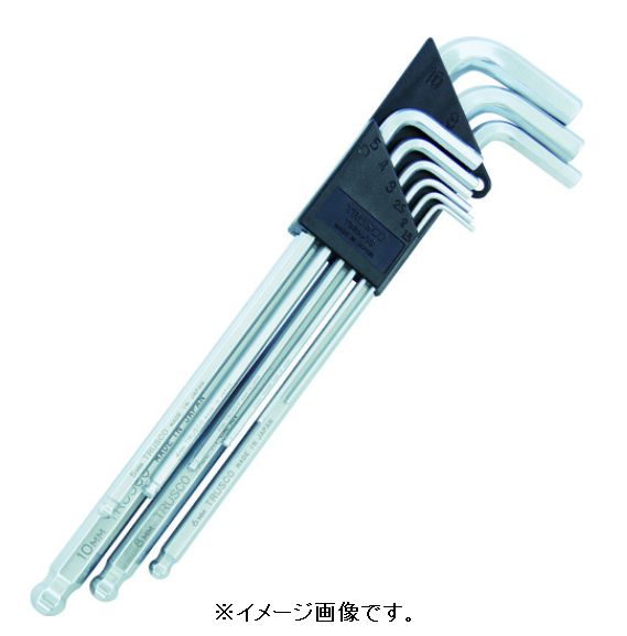 ＜特長＞ ●30°回転させて製造しており、使い勝手を考慮した六角棒レンチです。 ●特殊加工技術により、強靭な耐久性と耐摩耗性があります。 ●ボールポイントで本締めも可能です。 ＜仕様・規格＞ ●セット内容(mm)：1.5、2、2.5、3、4...