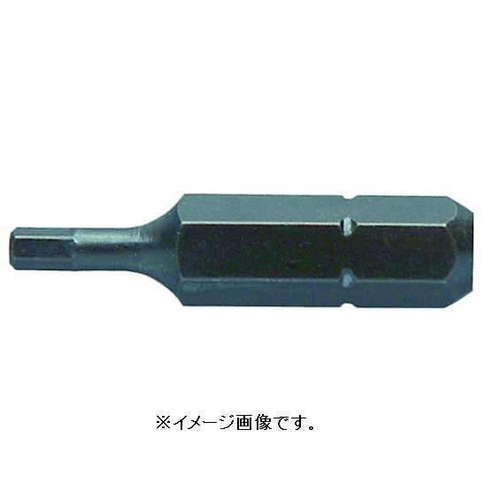 ＜特長＞ ●先端が六角タイプのビットです。 ●軸径6.35mmのビットです。 ●各種ラチェットドライバーで使用できます。 ＜仕様・規格＞ ●刃先：H2.5mm ●全長(mm)：30 ●対辺寸法(mm)：2.5 ●対辺(mm)：2.5 ＜材質...