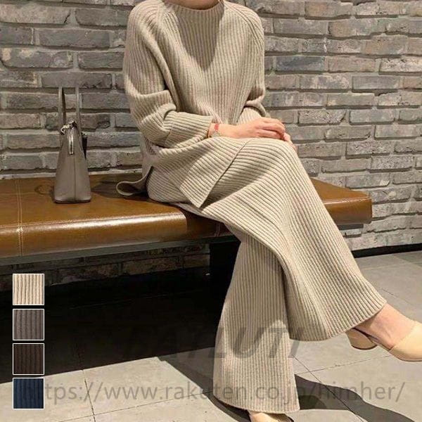 ■商品名：ニットセットアップ ■素材：ポリエステル ■サイズ：フリーサイズ トップス丈：66cm　バスト：100cm　袖丈（肩から）：73cm パンツ丈：97cm　　ウエスト：68cm　股下：67cm ※実寸は平置きでメジャーによる採寸のた...