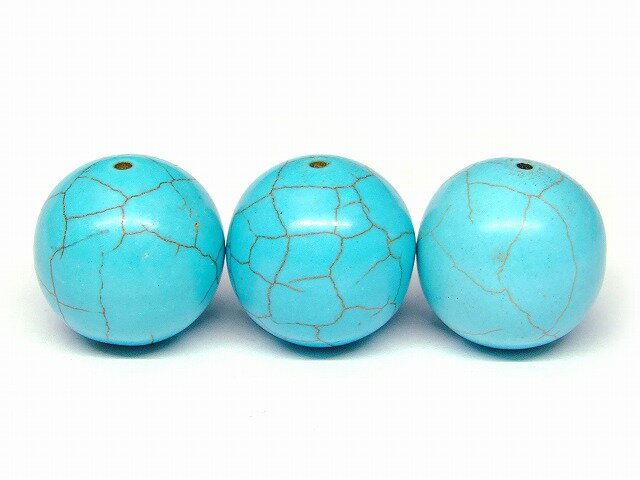 ※画像と同品質のものをお送りします。 オリジナルアクセサリー作りに是非どうぞ〜〜（m−m） 素材 人工：ターコイズ練り サイズ 約：重さg　玉径20mm・±0.5mm　1粒売り 　※ 多少の誤差はご了承下さい。天の神が宿る、旅の安全を守る石...