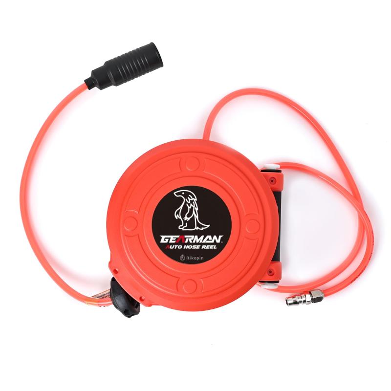 GEARMAN(ギアーマン) エアーホースリール 6m 外径 8mm 自動巻き取り ドラム式 縦22×横18.5×奥行7cm エアーコンプレッサー エアータッカー エアーダスター エアードリル エアーグラインダー エア圧縮空気用エアーホース...