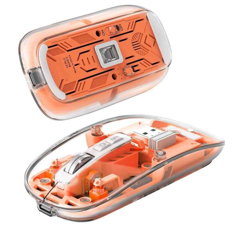 透明マウス 2.4G USB ワイヤレス Bluetooth 静音 Type-C充電 4DPI 3台接続 軽量 光学式 PC ノードパソコン スマホ タブレット用 iOS Android Macbook Windows Microsoft対...