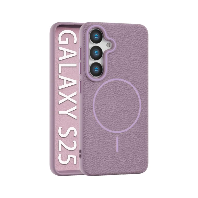 UIUIKA for Galaxy S25 ケース ライチ柄+フロスト生地ケース やわらか ワイヤレス充電対応 手触り 衝撃保護 黄変防止 マグネット対応 スマホカバー 洗える（ブラック+ブルー）【対応機種】Galaxy S25 ケース。購...