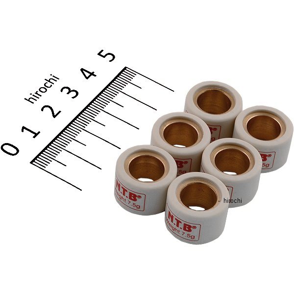 NTB ウエイトローラーサイズ:17φ×12(7.5g) Bタイプ1セット(6個入り)【仕様説明】N.T.Bのウェイトローラーは、一体成形。そのため高速回転時のたわみが極めて少なく、ローラーカバーの材質は繊維質が多いために、非常に優れた耐熱...