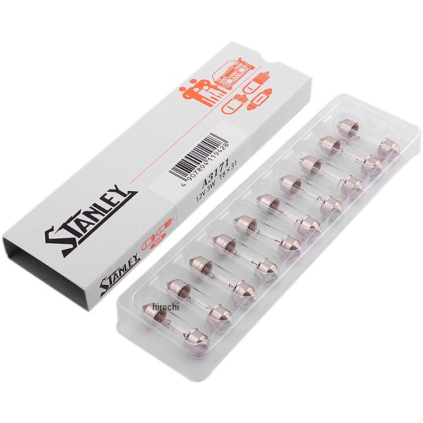 スタンレー STANLEY バルブ色:クリア定格電圧:12V3W形状:T8×31口金:S7/8タイプ:シングル球数量:10個入りA3171楽天 HD店