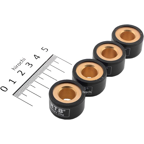 NTB ウエイトローラー01年-03年 ヤマハ TMAX500サイズ:25φ×15(29.0g)純正互換品番:5GJ-17632-101セット(4個入り)2セット必要です。【仕様説明】N.T.Bのウェイトローラーは、一体成形。そのため高速回...