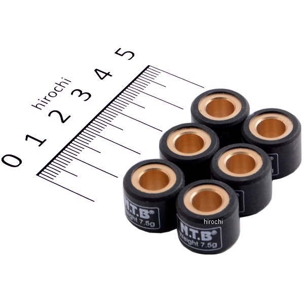 NTB ウエイトローラーサイズ:15φ×12(7.0g)1セット(6個入り)【仕様説明】N.T.Bのウェイトローラーは、一体成形。そのため高速回転時のたわみが極めて少なく、ローラーカバーの材質は繊維質が多いために、非常に優れた耐熱性、高温で...