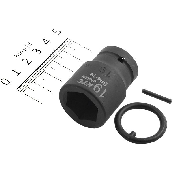12.7sq インパクトレンチ用ソケット(標準)19mm付属のピン・リング付です。BP4-19P-KC楽天 HD店　