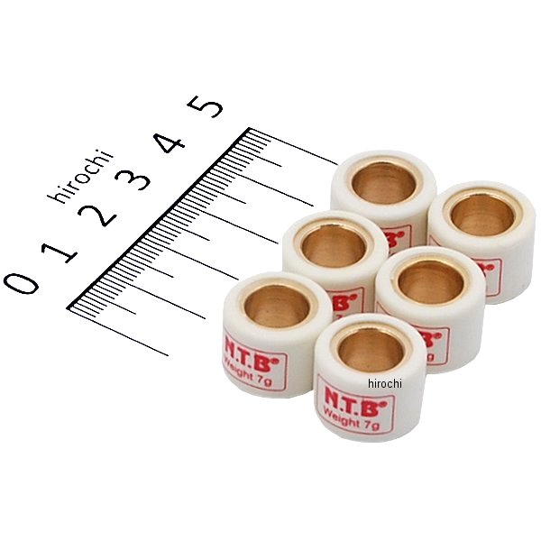NTB ウエイトローラーサイズ:16φ×12(7.0g) Aタイプ1セット(6個入り)【仕様説明】N.T.Bのウェイトローラーは、一体成形。そのため高速回転時のたわみが極めて少なく、ローラーカバーの材質は繊維質が多いために、非常に優れた耐熱...