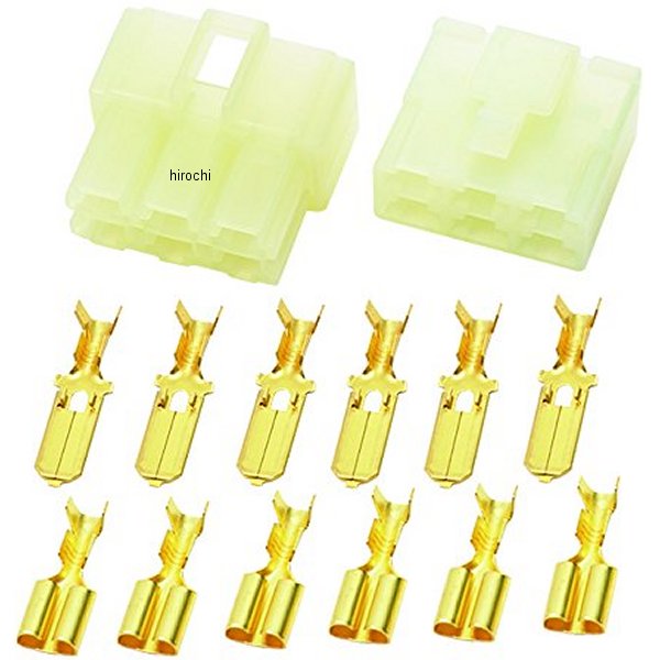 デイトナ コネクターセットカプラー色:ナチュラル250型 6極タイプコネクター(オス、メス)各1個端子(オス、メス)各6個96175楽天 HD店　