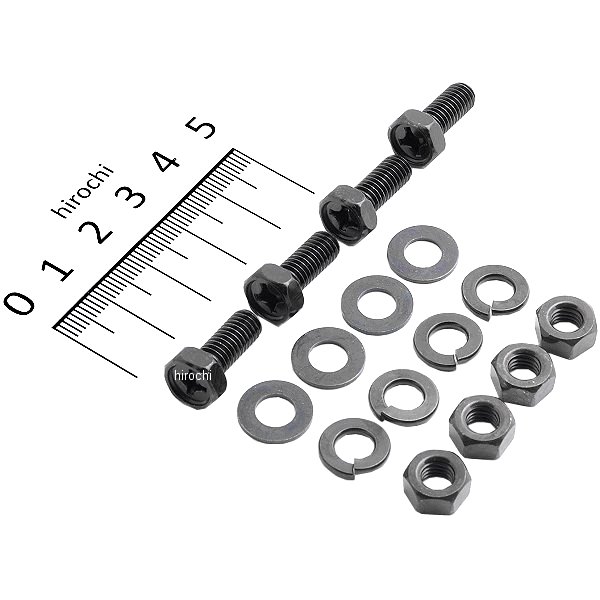 エーモン ボルトセット・スプリングワッシャ・平ワッシャ付で作業がしやすい(仕様)・サイズ :6φ×15mm ピッチ1mm・ブラック(内容物)・ボルトセット:4セットF201楽天 HD店　