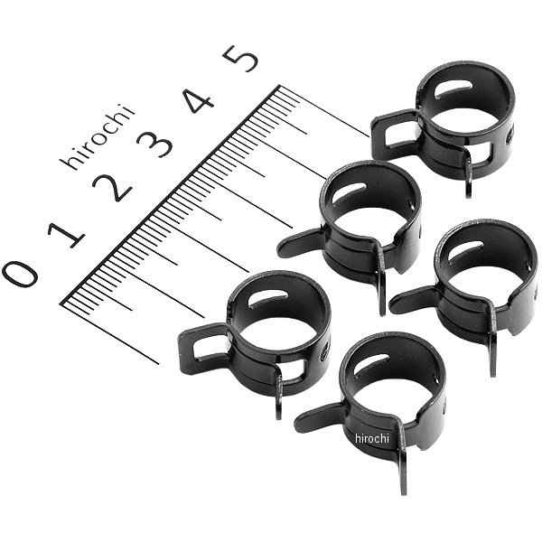 キジマ ホースパワーバンド6mm内径:13mm(通常時)カラー:ブラック素材:スチール数量:5個入りワイヤークリップで頼りない場合は、このパワーバンドをご使用ください。均等に力を掛ける事が出来、ホースが抜けにくくなります。取付の際にはプライ...