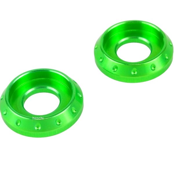 ポッシュ POSH NASAワッシャー M8カラー:ライムグリーン【サイズ】外径:18.8mm/厚み:4.5mm【使用箇所・用途(-用)】M8用【入数】2個入厚みを抑えた薄型のアルミ削り出しワッシャーです。M8のボタンキャップボルト (頭外...