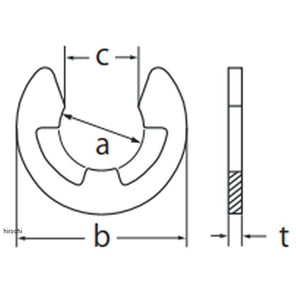 NTB スナップリング E型（呼び:3）100枚入りタイプ:E型呼び寸法:3mm容量:100枚入り硬さ:44-53HRC材質:ばね用鋼表面処理:ACP【サイズ】（呼び）:3 （a）:3 （b）:7 （c）:2.6 （t）:0.6SR-30E...