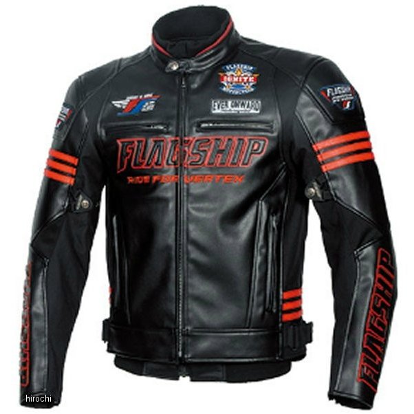 フラッグシップ FLAGSHIP 秋冬モデル イグナイトPUレザージャケットサイズ:Lカラー:ブラック/レッド標準装備プロテクター:肩、肘、背取付可能プロテクター:胸【素材】表地:PUレザー/ポリエステル(PUコーティング)/2WAYニット...