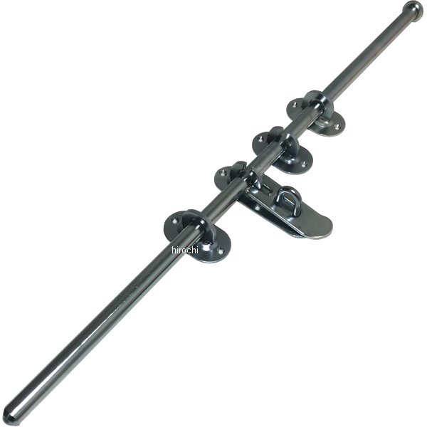 ●材質:鉄●仕上:ユニクロメッキ仕上●全長:600mm●丸棒径:15mm●プレートサイズ:A:65mm、B:105mm、C:32mm●ねじ穴:約3.5mm●鍵穴幅:11mm●付属品:取付用木ネジ(+)皿3.5×20●用途:ビス止めタイプの丸...